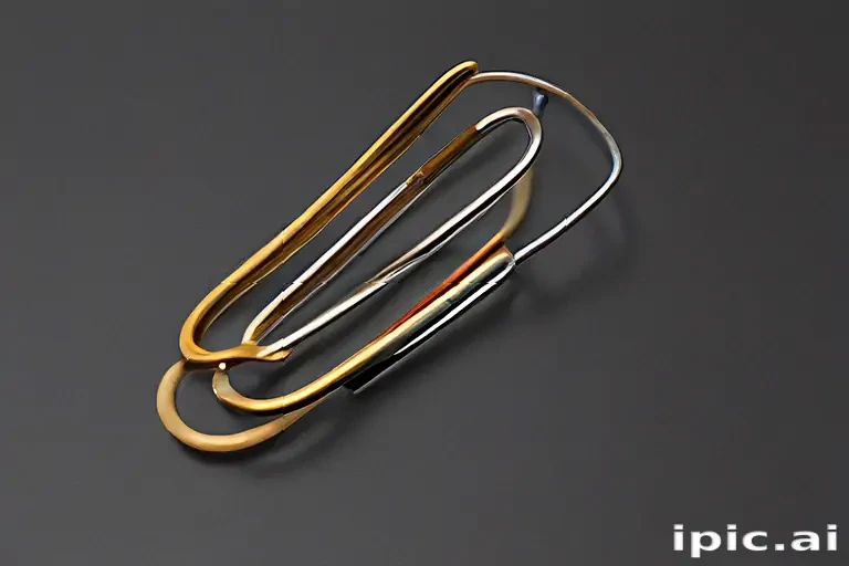 Artistic Representation of Intertwined Paper Clips in Sleek Metallic Finish
