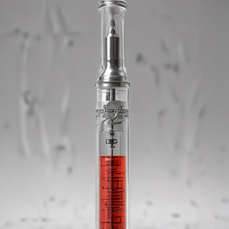 An Intriguing Transparent Vial of Bright Red Liquid with Unique Design