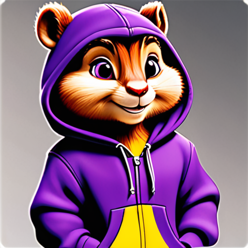 alvin seville the chipmunk in a purple hoodie