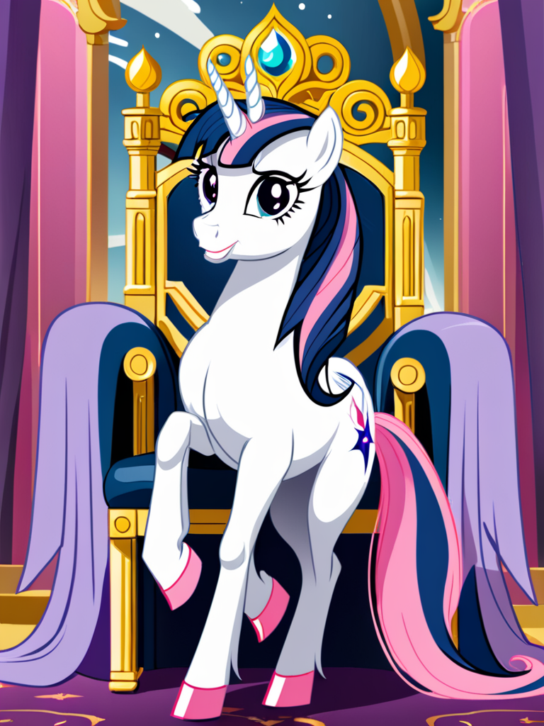 mlp pony alicorn twilight sparkel princess siting on the throne