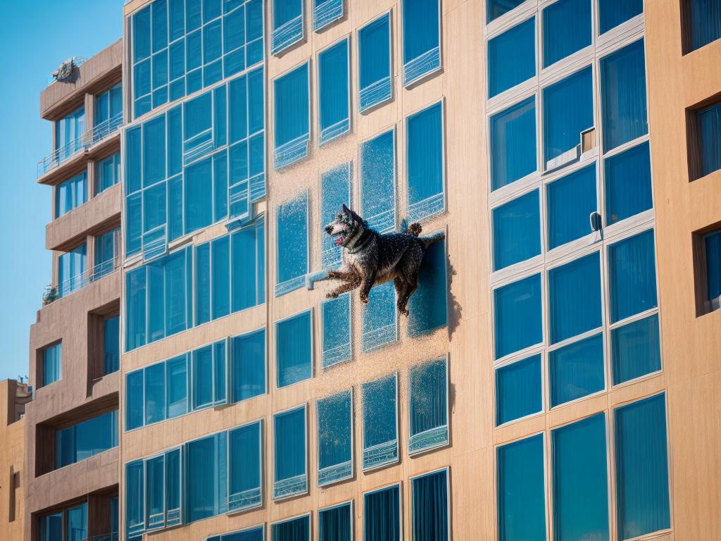 dog running on building