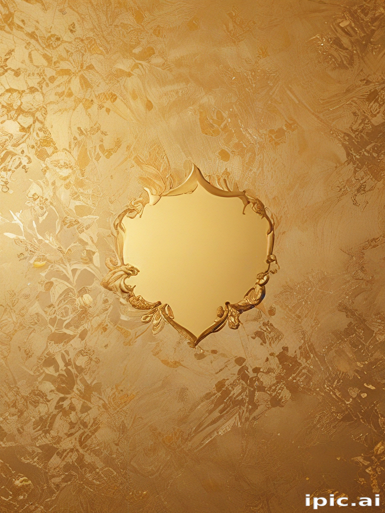Elegant Golden Wall with Intricate Design and Ornate Mirror Frame