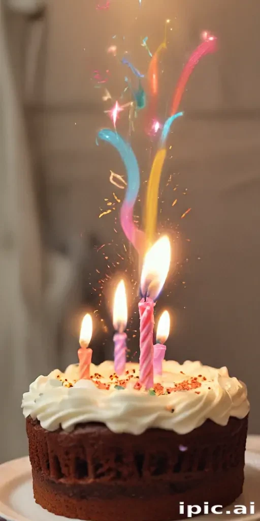 Colorful Birthday Cake with Sparkling Candles and Festive Celebratory ...