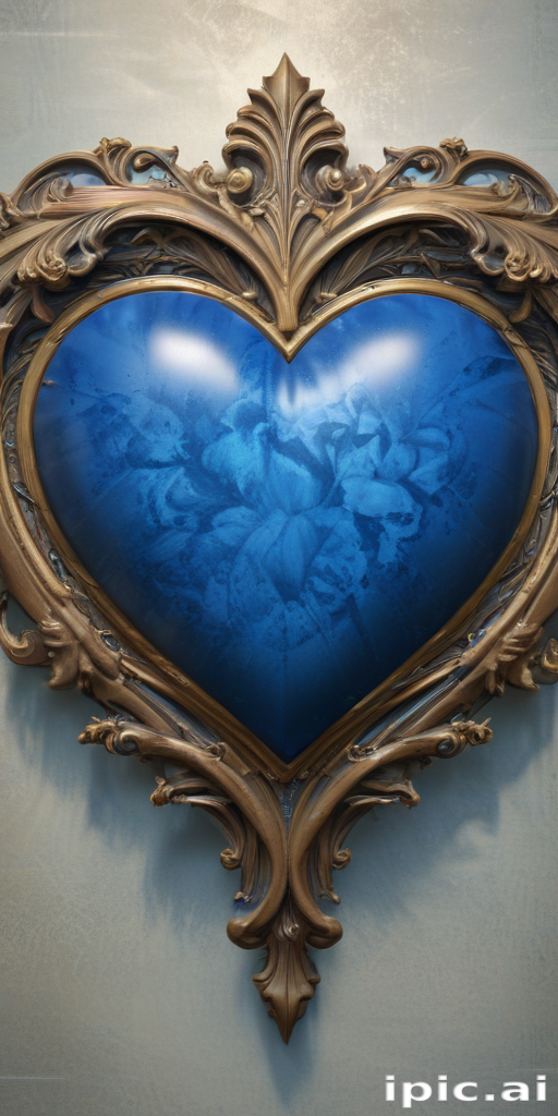Elegant Heart-Shaped Frame with Intricate Design and Deep Blue Center