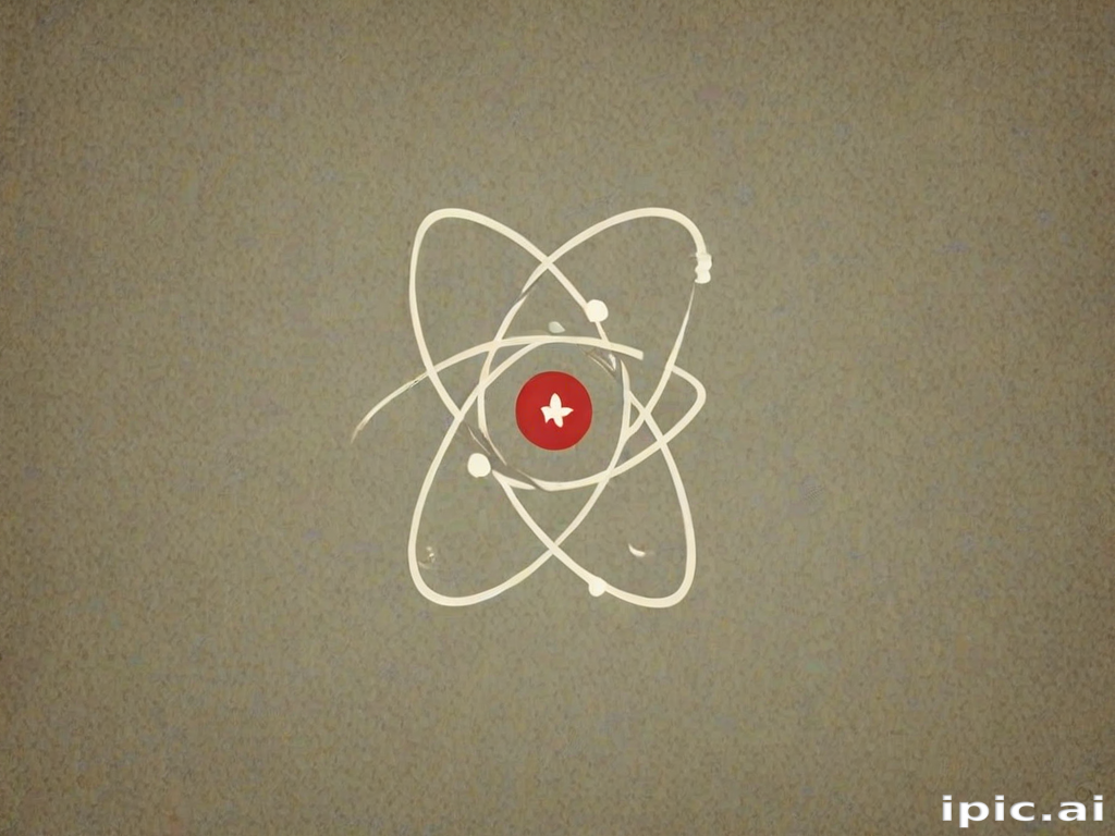 Stylized Atomic Symbol with Red Star on Textured Background Design