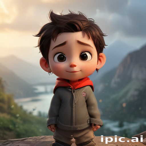 Charming Animated Child Smiling Against a Scenic Nature Background