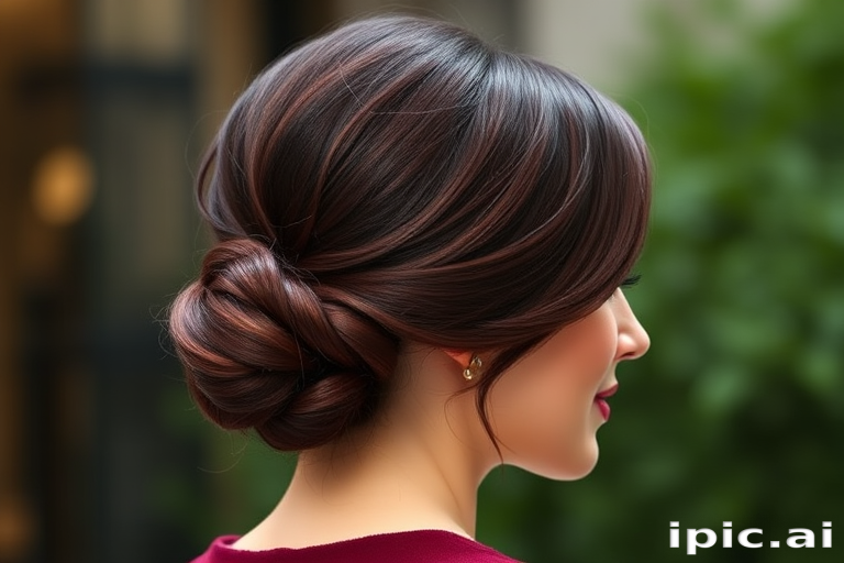 Elegant Updo Hairstyle Featuring Rich Brown Tones and Soft Waves