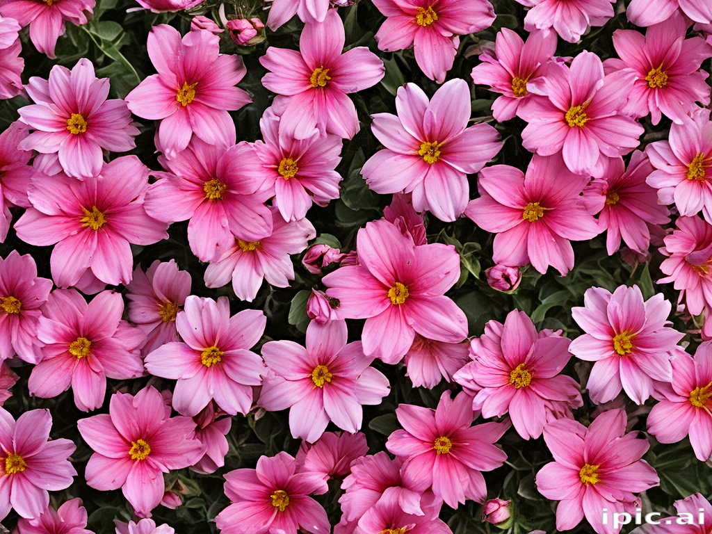 A Beautiful Carpet of Pink Flowers Blossoming in Full Spring Glory.