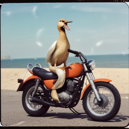 duck on a motorcycle