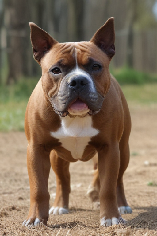 A Playful Brown Dog Standing Proudly in a Sunlit Outdoor Setting.