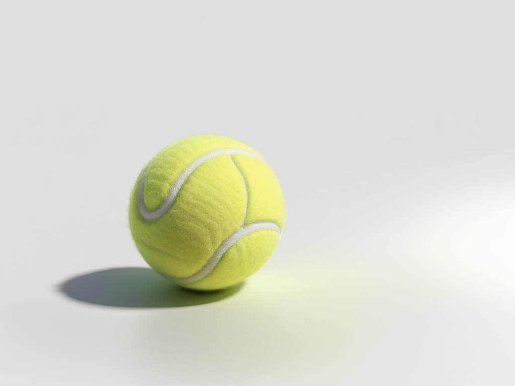A Bright Yellow Tennis Ball Resting on a Smooth White Surface.
