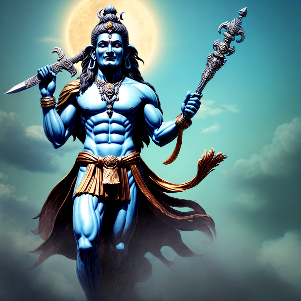 Generate image of lord siva with sword in his hand