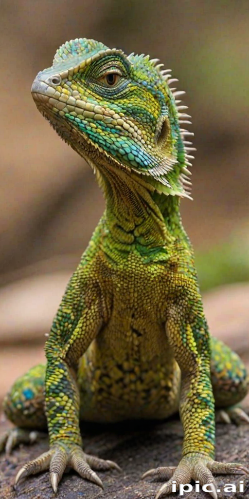 Colorful Green Lizard Posing on a Rock in Natural Habitat