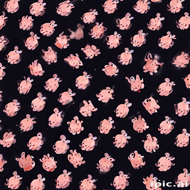Colorful Collection of Tiny Pink Creatures Against a Dark Background