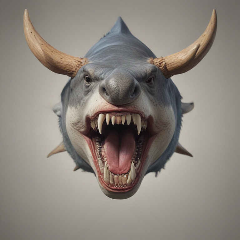 create a new species of animal with a shark mouth, moose body with bear ...