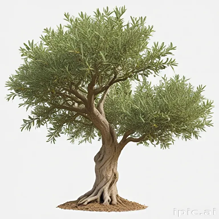 A Beautiful Olive Tree with Gnarled Roots and Lush Green Foliage.