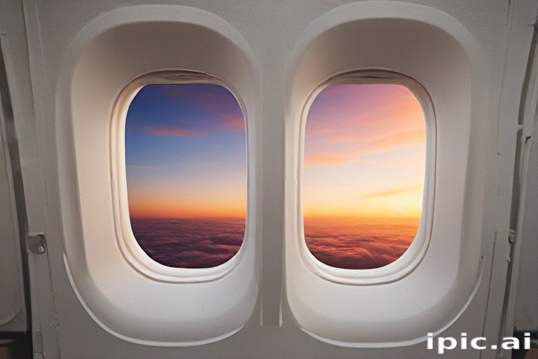 Stunning Sunset Views Through Airplane Windows Above the Clouds