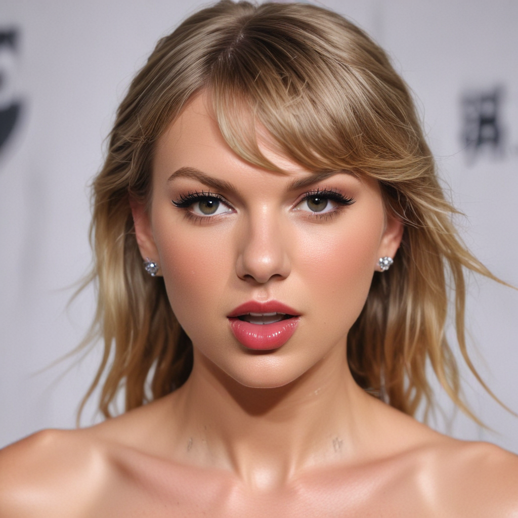 taylor swift drooling white liquid from her mouth and looking very hot