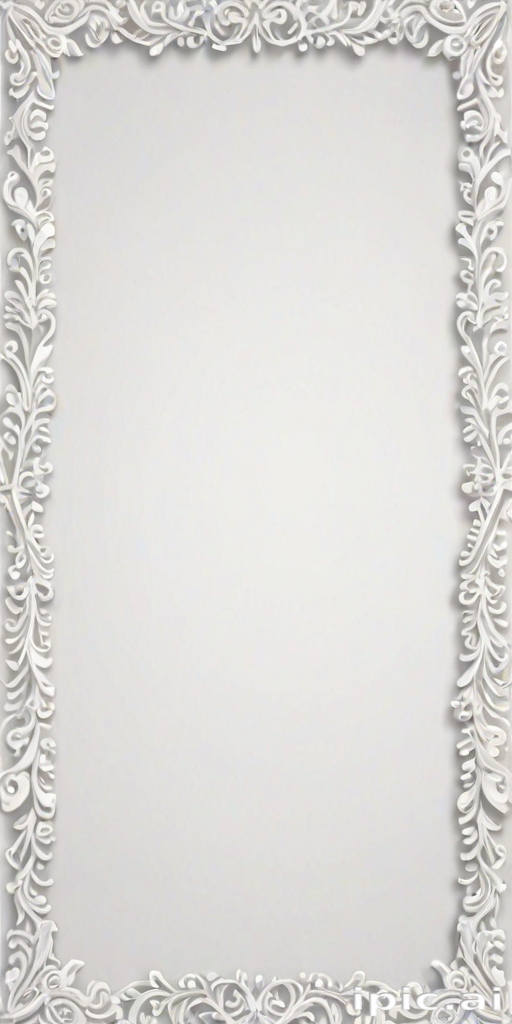 Ornate White Frame with Intricate Floral Designs for Elegant Display