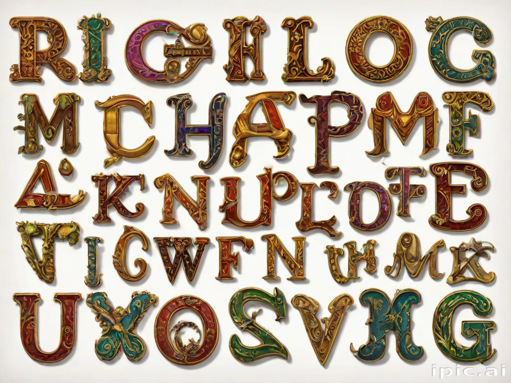 Colorful Decorative Alphabet Letters with Intricate Designs and Styles