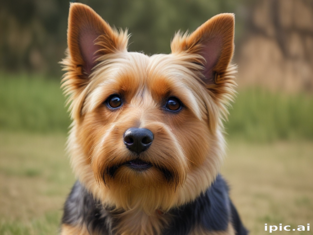 A Cute Dog with Fluffy Fur Sitting in a Sunny Outdoor Setting.
