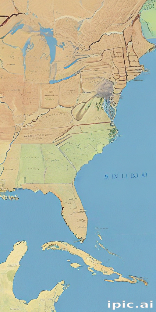 Detailed Map Illustrating the Geographic Features of the Eastern United ...