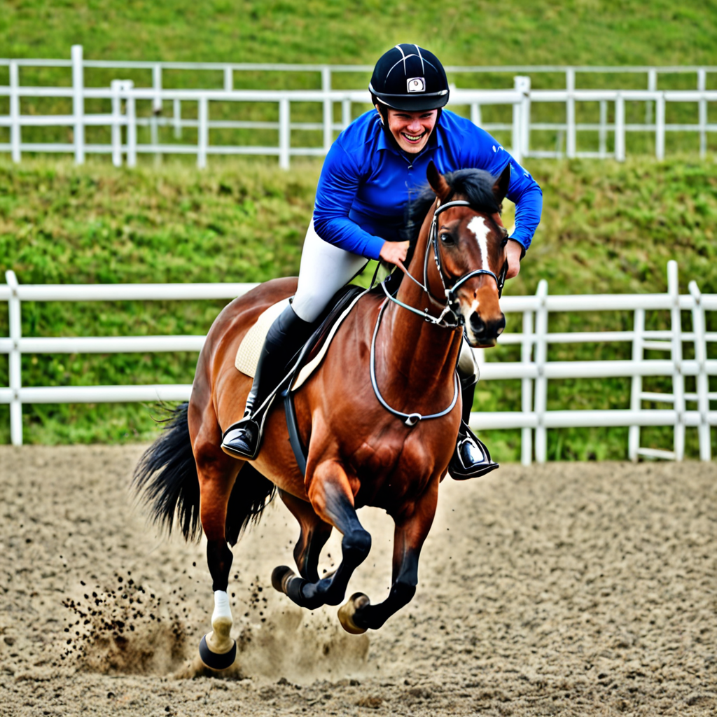 Horse bouncing it’s rider while smiling