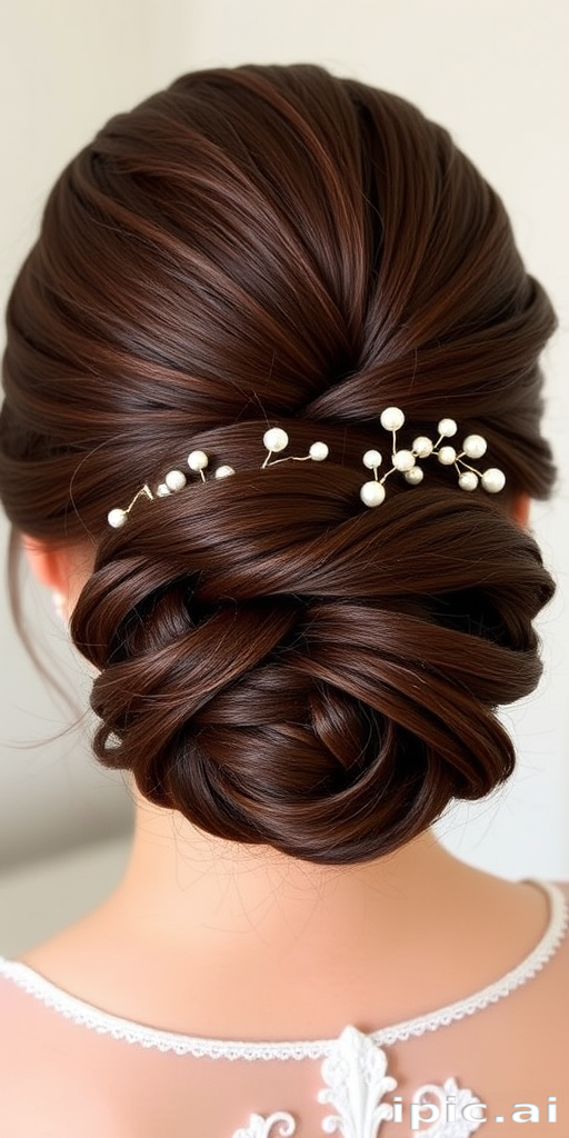 Elegant Updo Hairstyle with Pearls for a Special Occasion or Wedding
