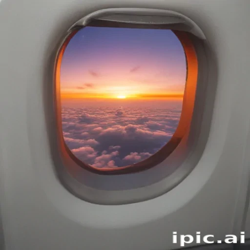 Captivating View of a Colorful Sunset Through an Airplane Window