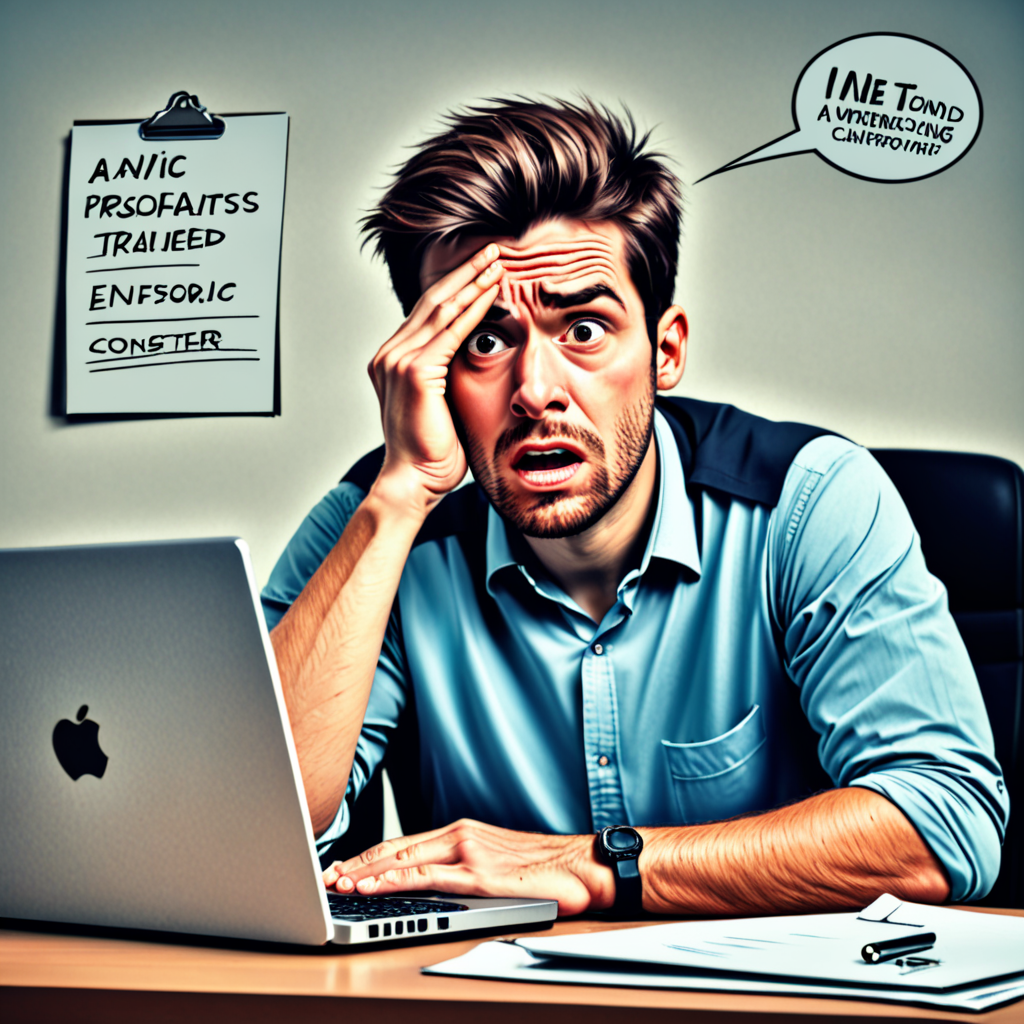 A stressed procrastinator as a cartoon image