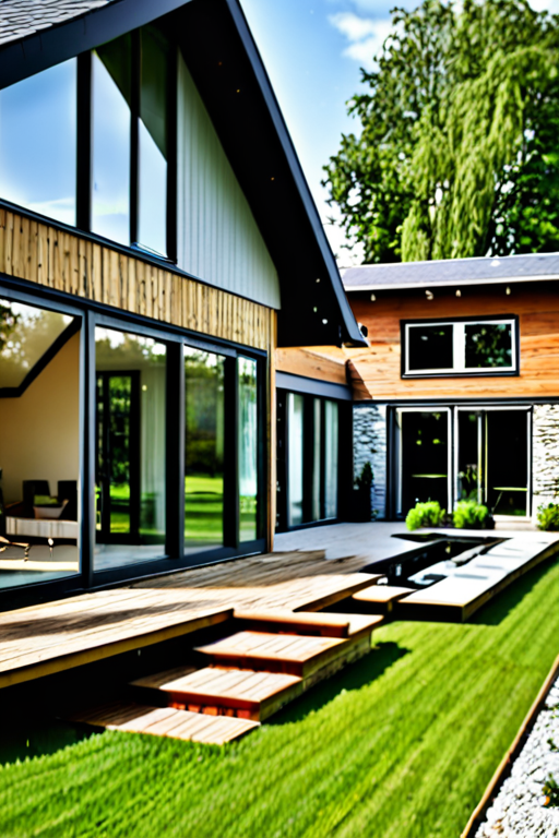 modern style house, on a farm yard setting