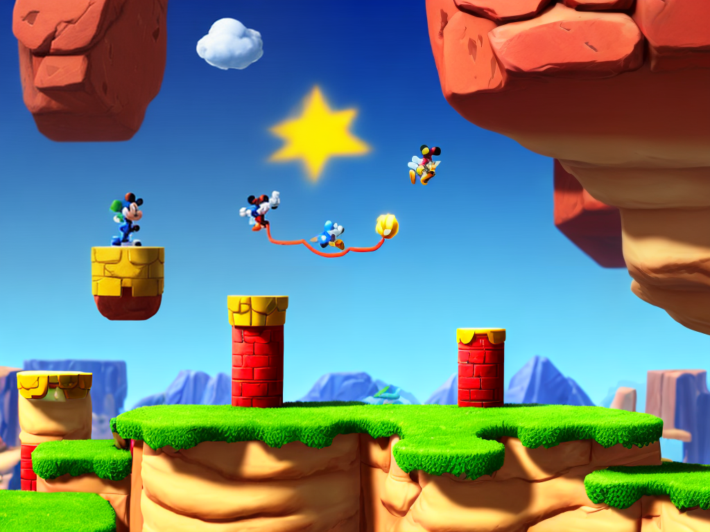 Create a heartwarming and adventurous scene where Mickey Mouse from ...