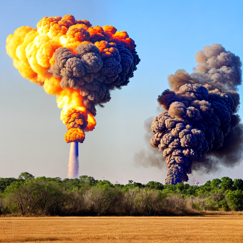 a bomb exploding, an extremely fat American soldier thrown into the air ...