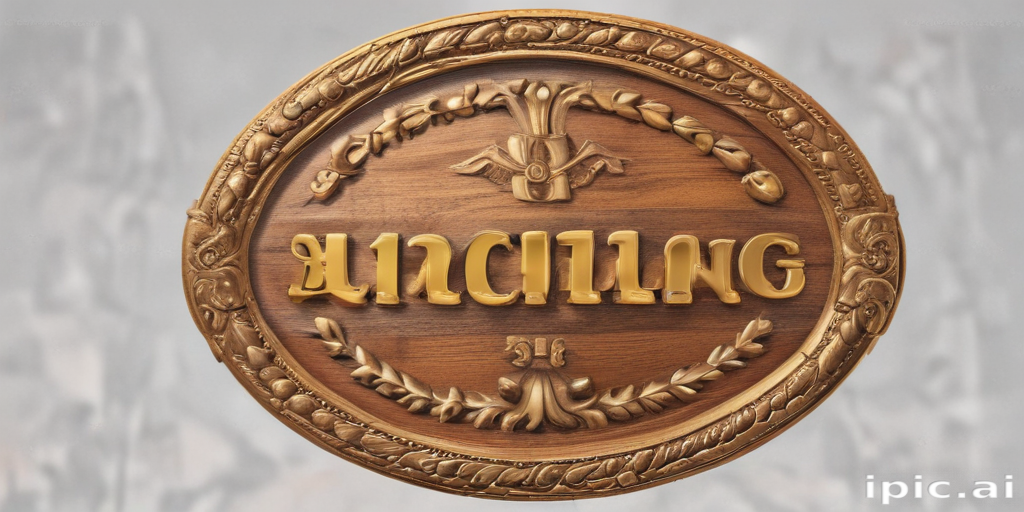 Intricately Carved Wooden Emblem Featuring Decorative Leaf and Scroll ...