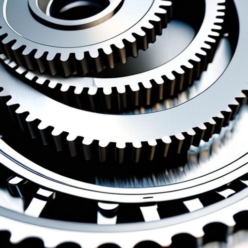 three interlocking gears in different sizes, structured surface