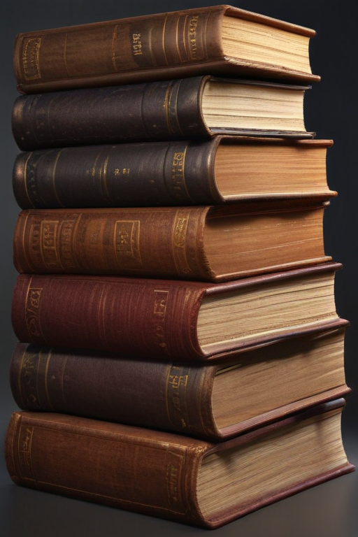 A Stack of Vintage Leather-Bound Books with Rich Textures and Colors