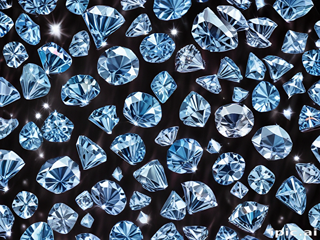 Sparkling Collection of Brilliantly Cut Blue Diamonds on a Dark Background