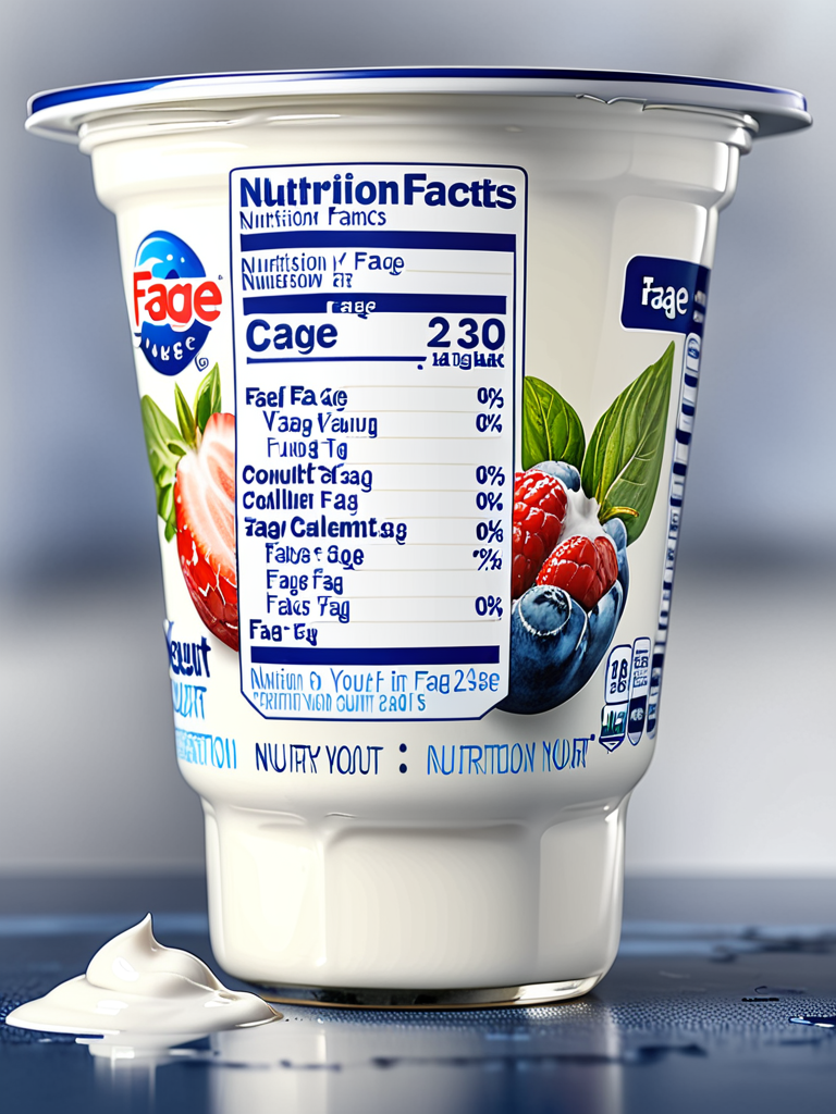 Delicious Fage Yogurt with Mixed Berries and Nutritional Information Label