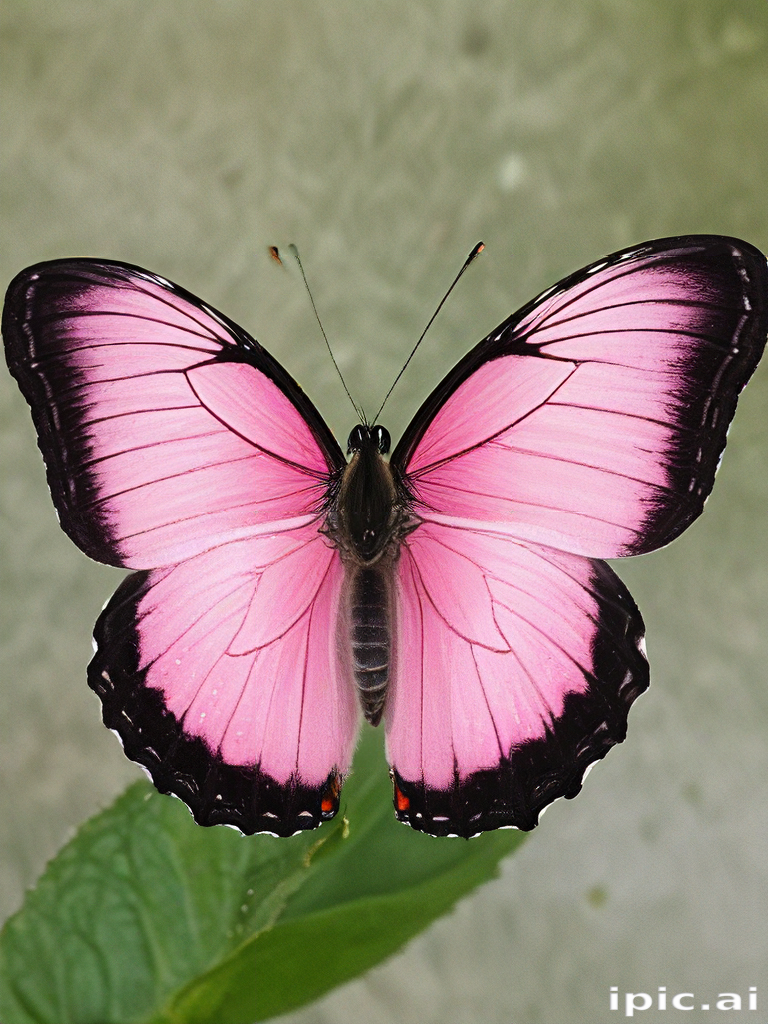 A Beautiful Pink Butterfly with Vibrant Wings Resting on a Leaf.