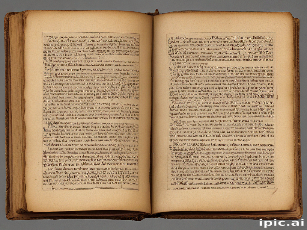 An Opened Antique Book Displaying Text in Multiple Languages and Styles.