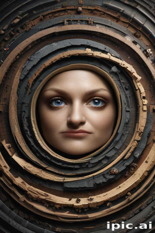 Intriguing Portrait of a Woman Framed by Abstract Circular Layers
