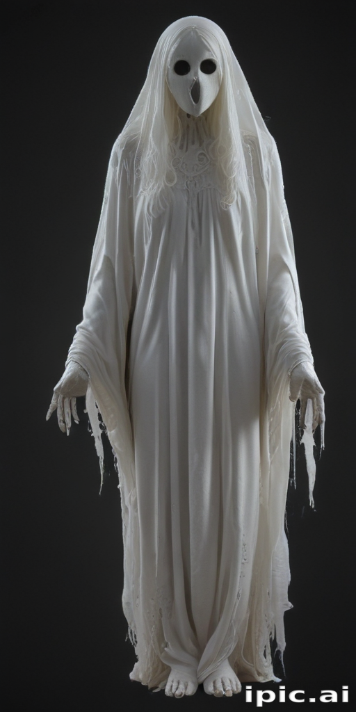 Ethereal Figure in White: A Haunting Presence from Another Realm