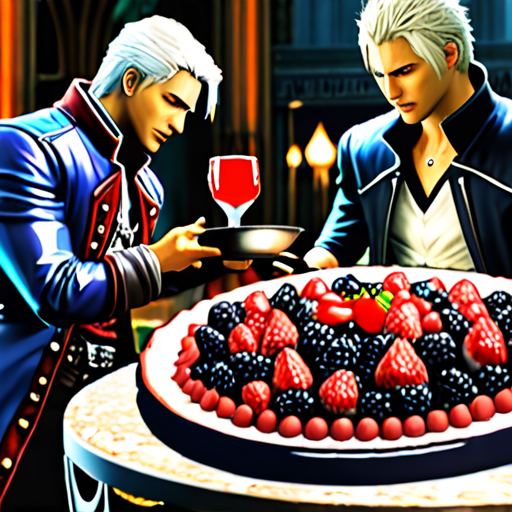 Vergil and Dante from Devil May Cry cooking a Berried Delight