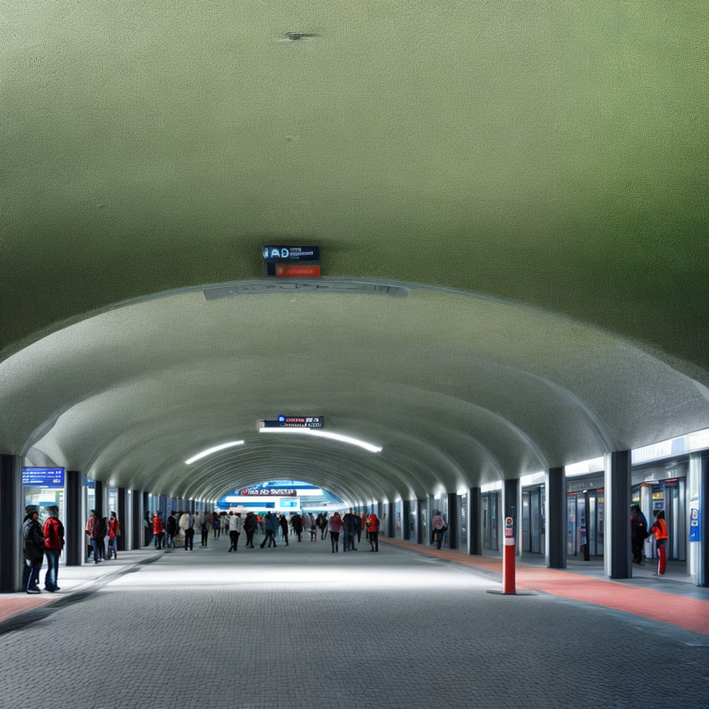 A metro station in a busy city
