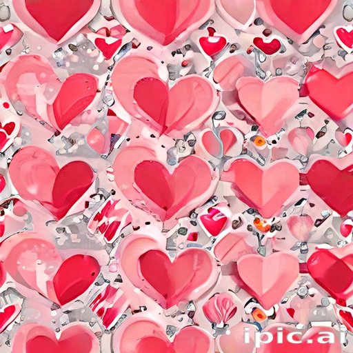 Colorful Pattern of Various Hearts in Shades of Pink and Red