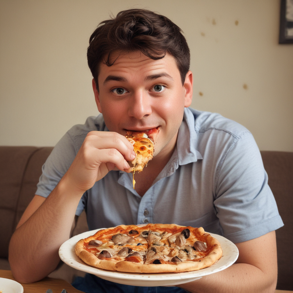 john morin eating pizza