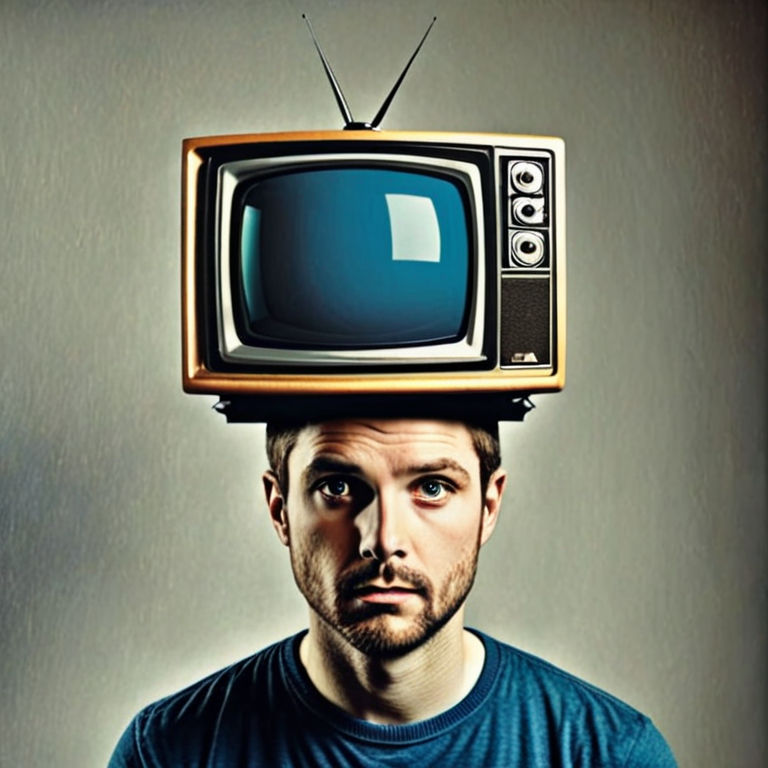 tv on head static surreal art