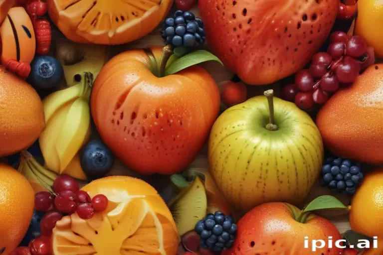 A Colorful Assortment of Fresh Fruits Displayed in a Vibrant Pattern.