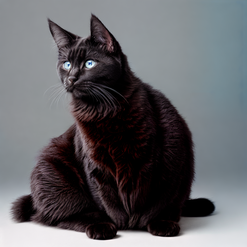 cat rabbit, floppy ears, black fur, blue eyes, tail tuft