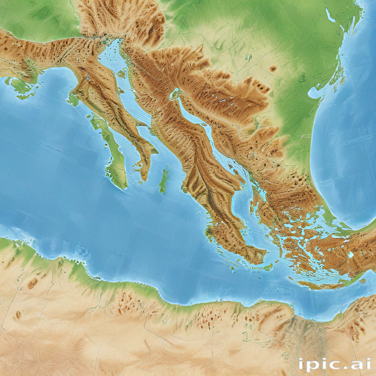 Detailed Topographic Map of the Adriatic Sea and Surrounding Regions